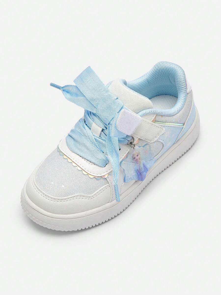 Balabala Girls' Disney Elsa Sneakers With Ribbon Bow, Light Blue ...