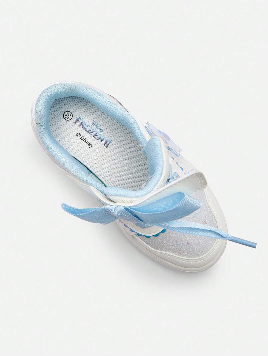 Balabala Girls' Disney Elsa Sneakers With Ribbon Bow, Light Blue ...
