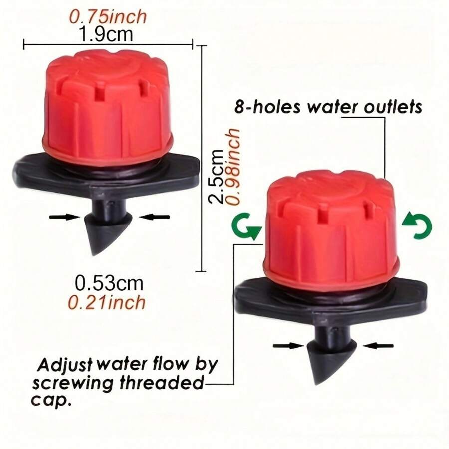 Gardening Drip Irrigation System, Red Dual Outlet Emitter Irrigation ...