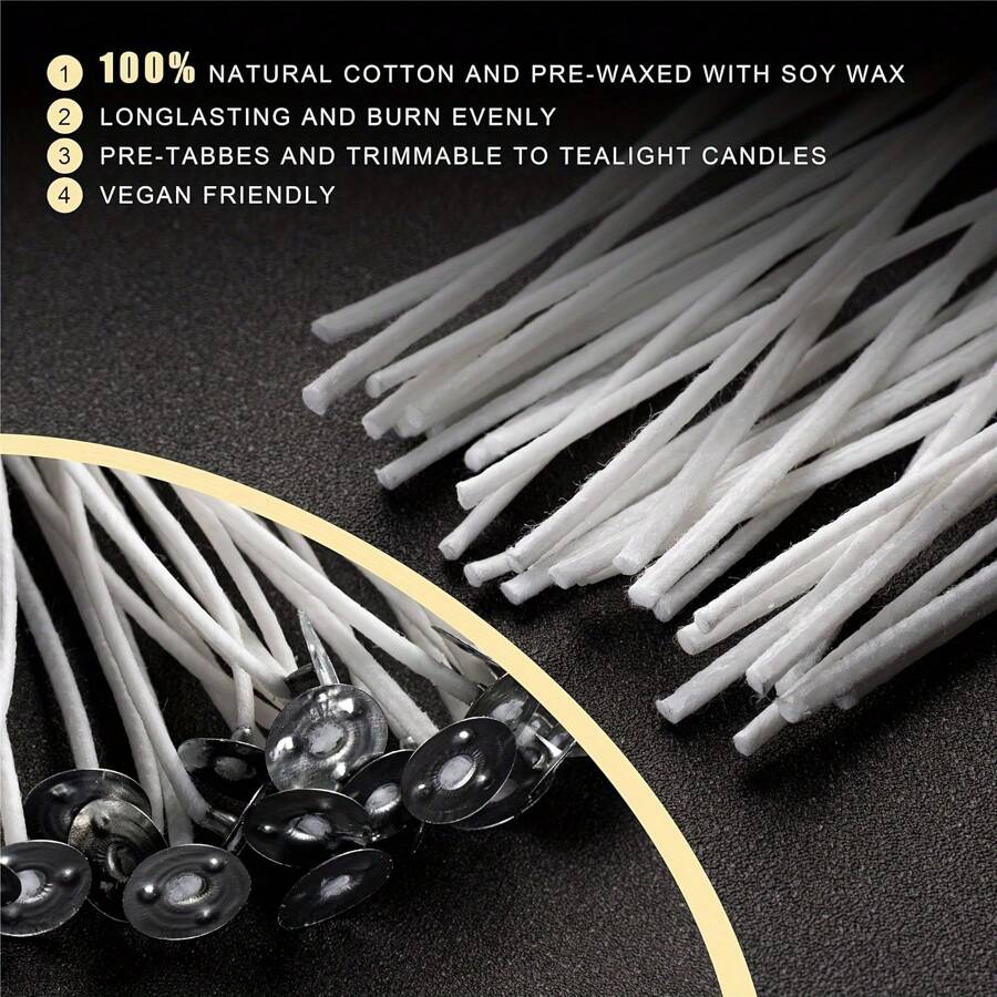 90pcs Candle Wicks Set 4in, 6in, 8in (10cm/15cm/20cm), With 2 Candle ...