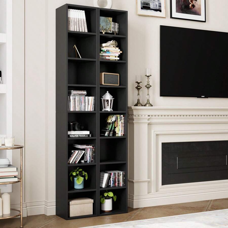 Homfa 8-Tier Wood Bookcase, 71'' Tall Storage Cube Organizer With ...