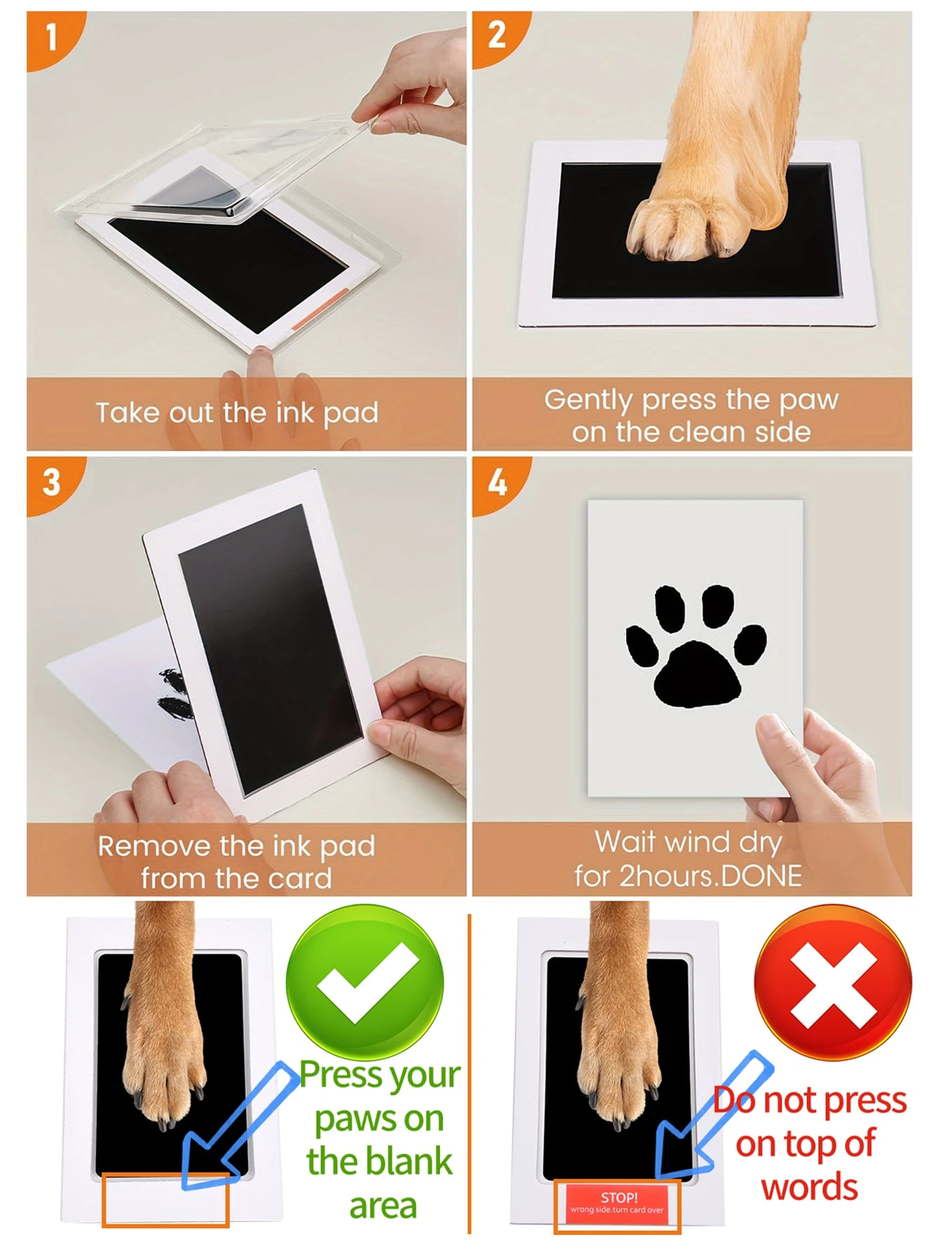 Pet Paw Print Ink Pad For Dogs And Cats, Touchless Ink Pad Pet ...