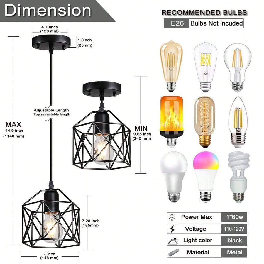 Single Lamp Vintage Chandelier Light Farmhouse Basket Cage Hanging ...