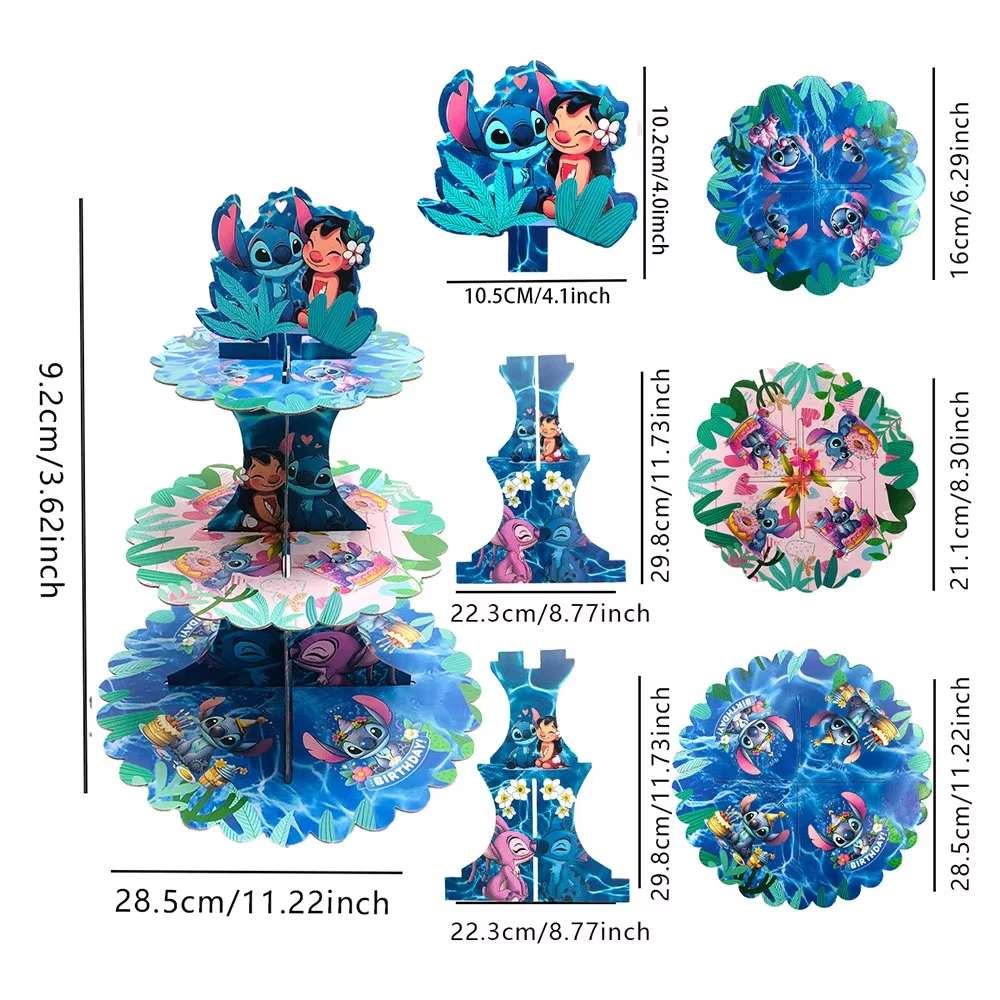 AOGER Stitch 3-Tier Cupcake Stand For Lilo Stitch Birthday Party ...