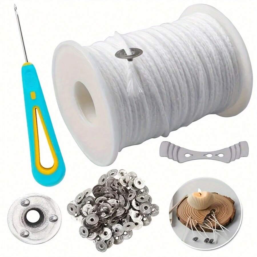 DIY Candle Making Kit - 61m Smokeless Wick Set With Mold Punch, Holder ...