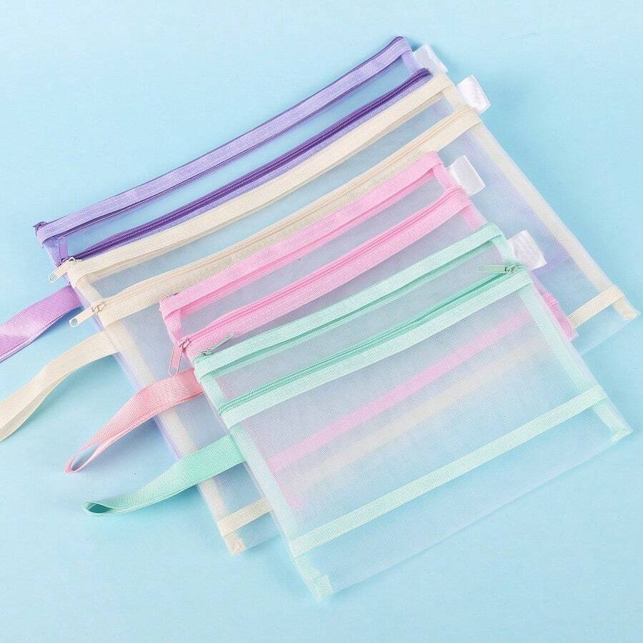 Nylon Mesh File Bag Student Transparent Handheld Large Capacity Data ...