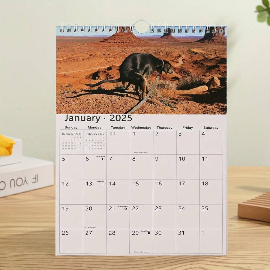 1pc 2025 Calendar Funny Dog Poop Calendar Cute Puppy Themed Wall ...