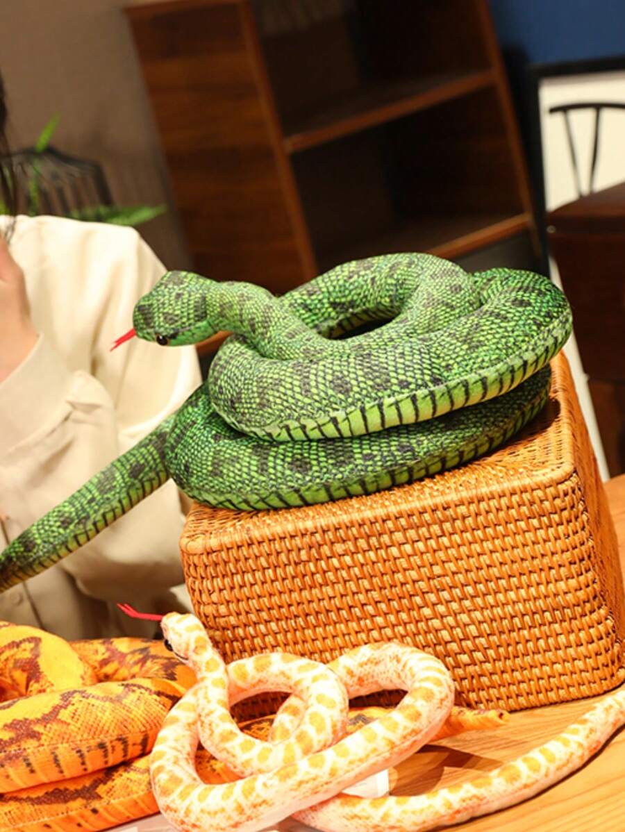 Simulation Snake Stuffed Animal Plushies Toy Large Realistic Green ...