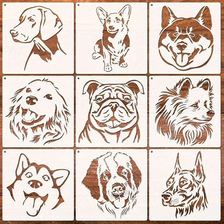 Dog Stencil, Dog Head Stencil Golden Retriever Labrador Shiba Inu Husky ...