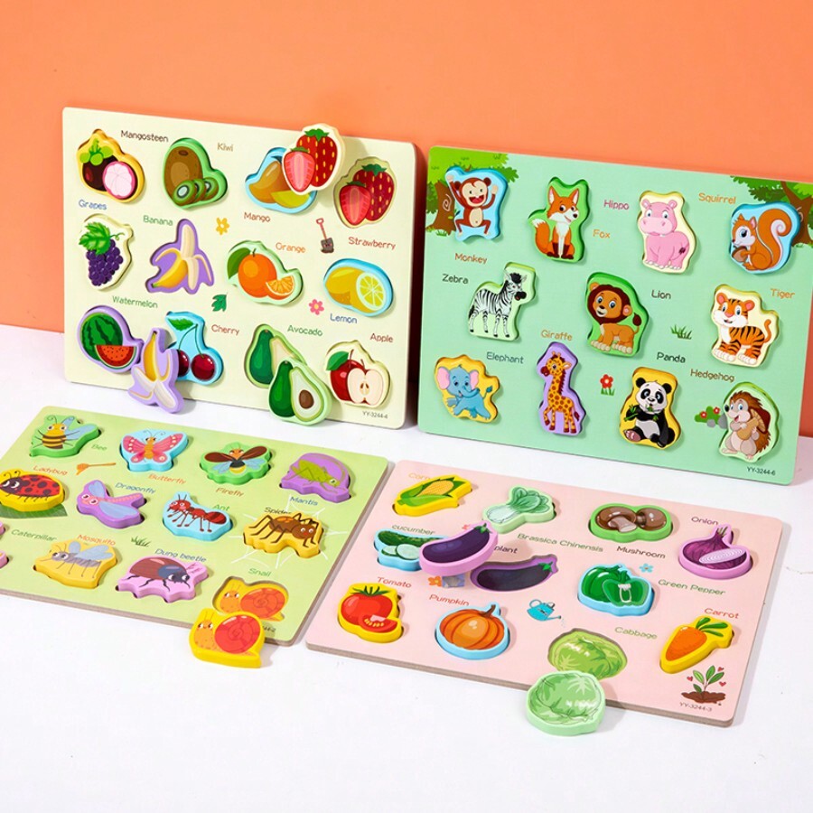 Wooden Early Learning 3D Puzzle, Shape Matching Cognitive Puzzle Toys ...