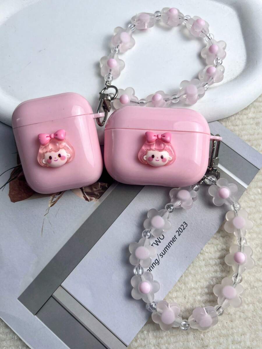 Pink Cute Little Girl Wireless Earbud Case | SHEIN USA