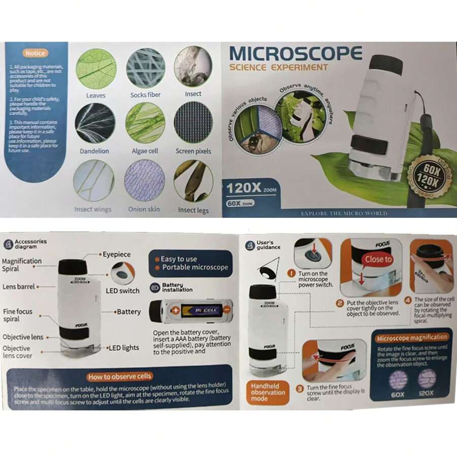 Mini Microscope For Kids, 2025 Upgrade Your Little Scientist Microscope ...