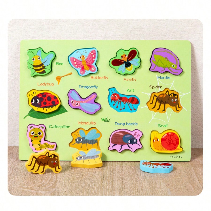 Wooden Early Learning 3D Puzzle, Shape Matching Cognitive Puzzle Toys ...