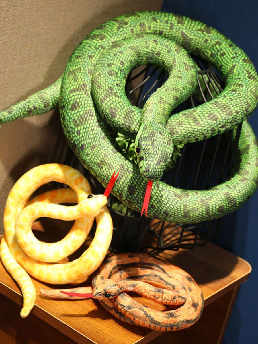 Simulation Snake Stuffed Animal Plushies Toy Large Realistic Green ...