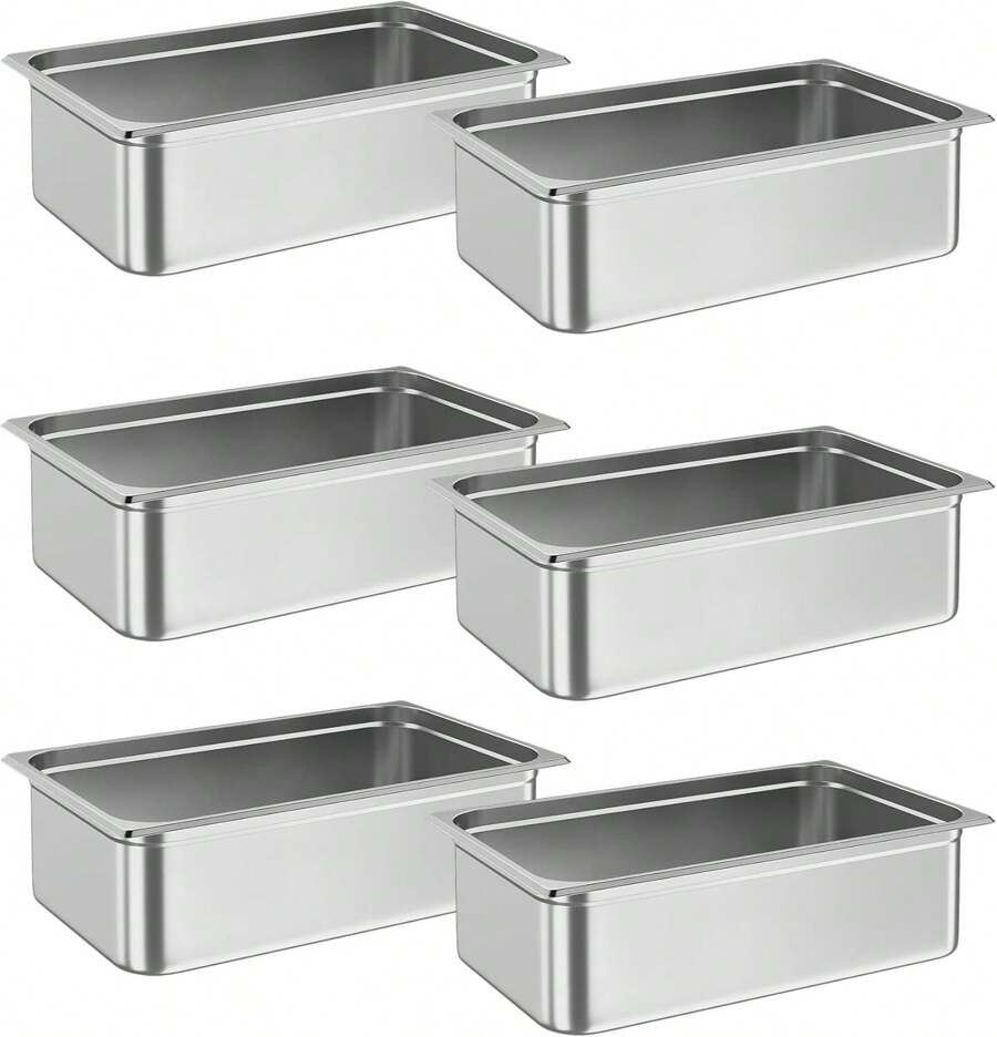 KYBOLT 6 Pack Hotel Pan 6" Deep Steam Table Pan Full Size Restaurant ...