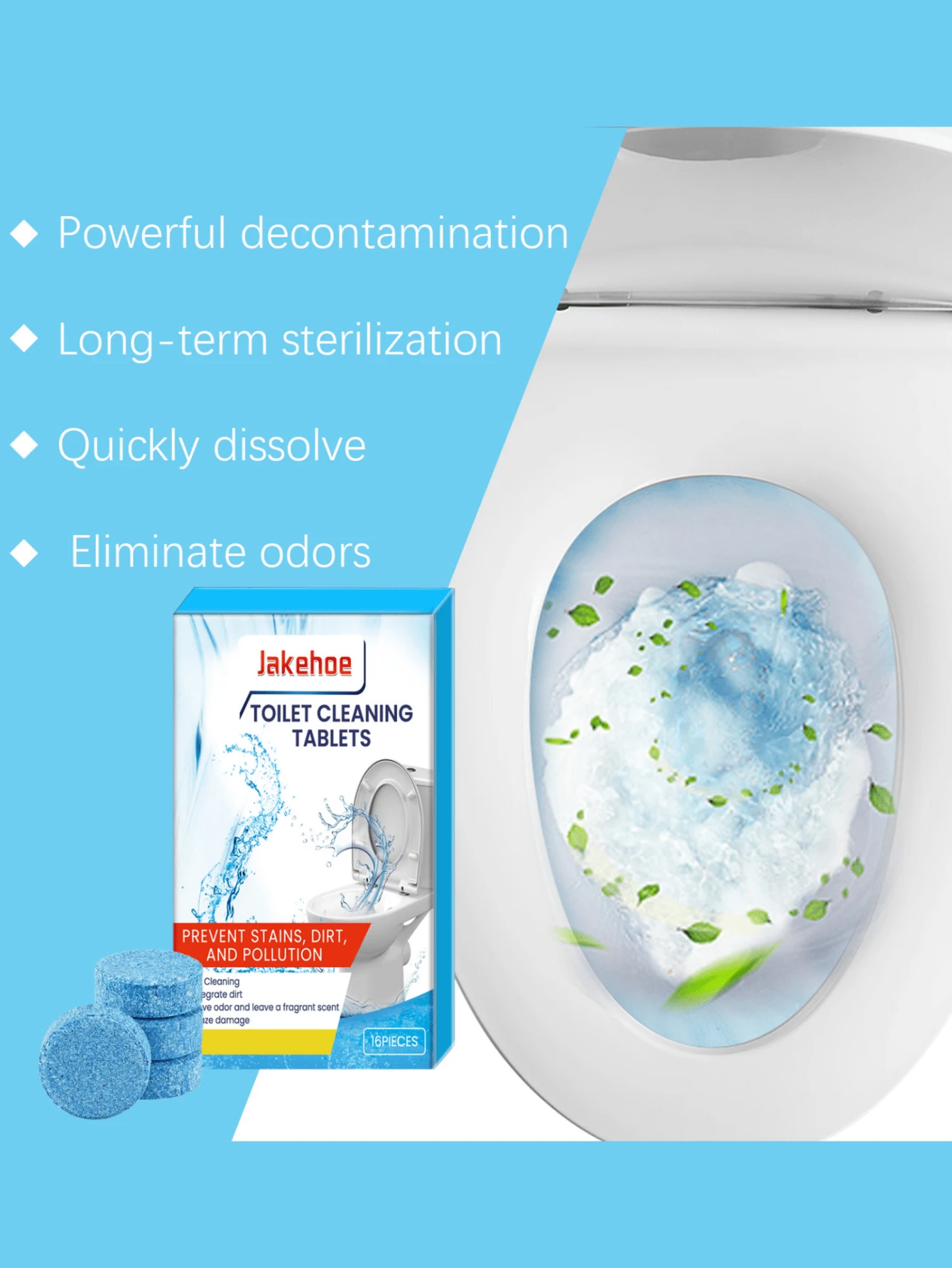 Toilet Cleansing Tablets, Bathroom Toilet Odor Eliminator And Stain ...