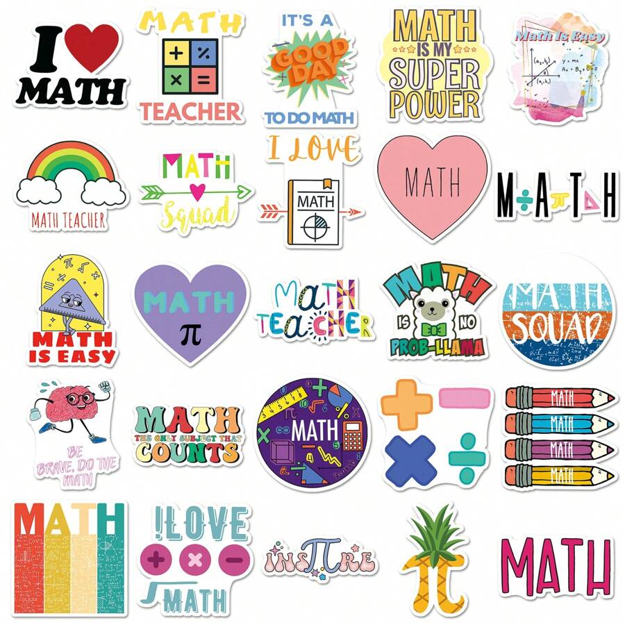 50PCS Math Stickers Vinyl Aesthetics Stickers For Scrapbooking, Diary ...