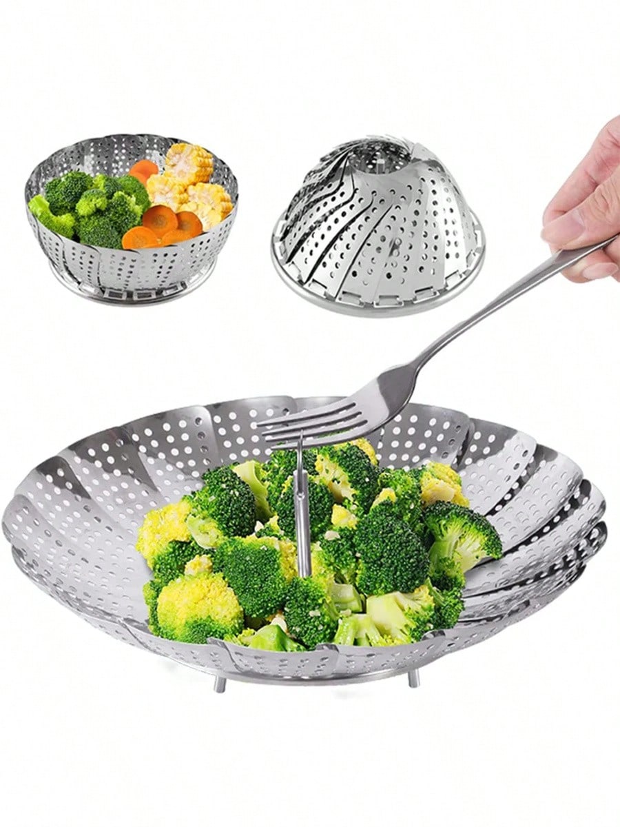 Folding Dish Steam Stainless Steel Food Steamer Basket Fruit Vegetable ...