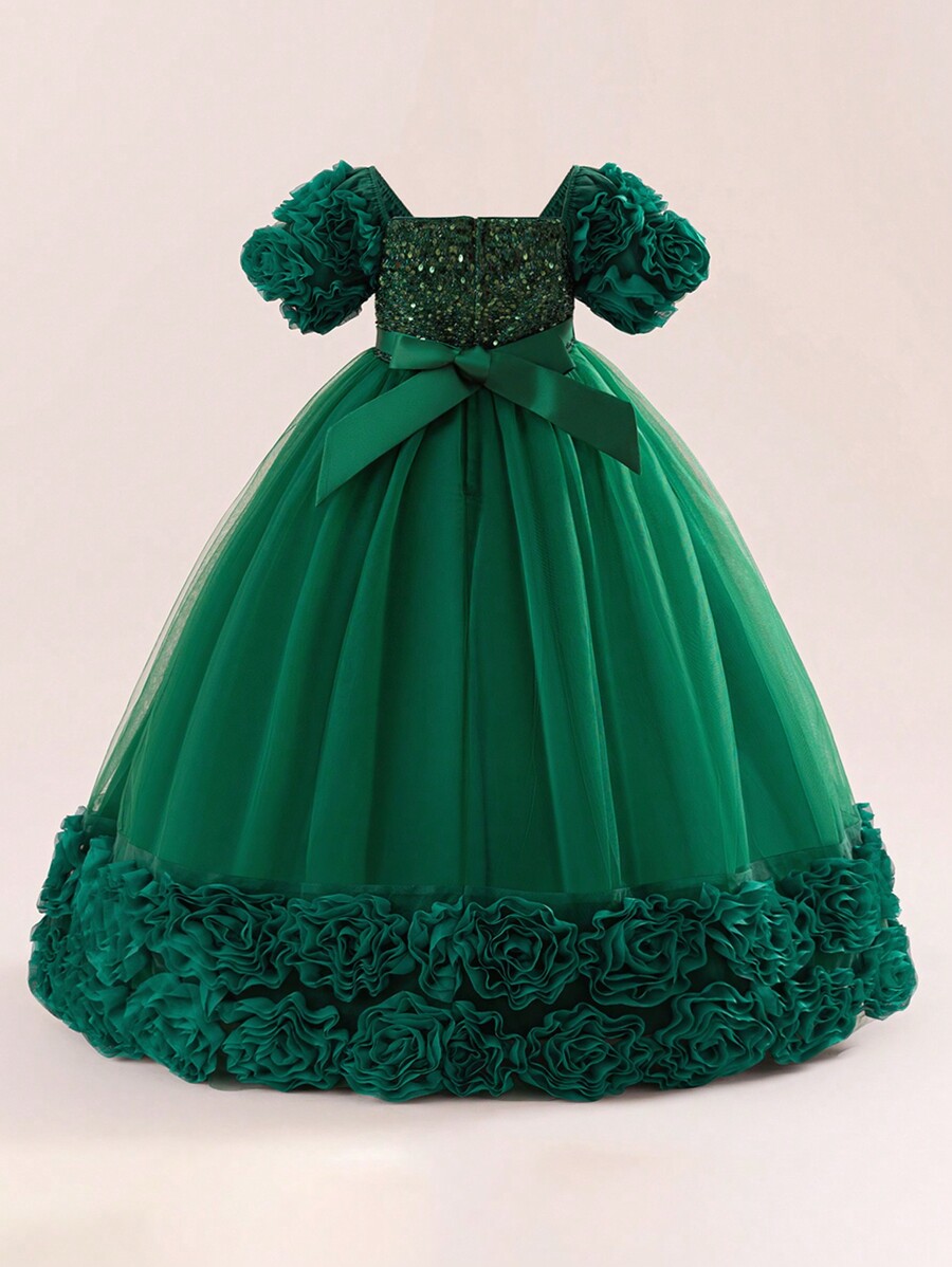 Tween Girls Sequin Square Neck Mesh Glamorous Pageant Dress, Suitable ...