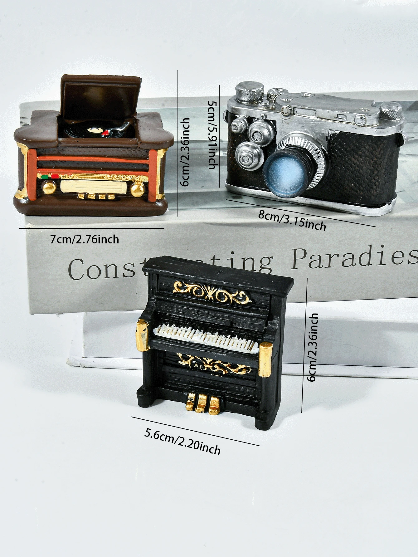 1 Piece Retro Art Ornament, Mini Piano, Phonograph, Camera Ornament ...