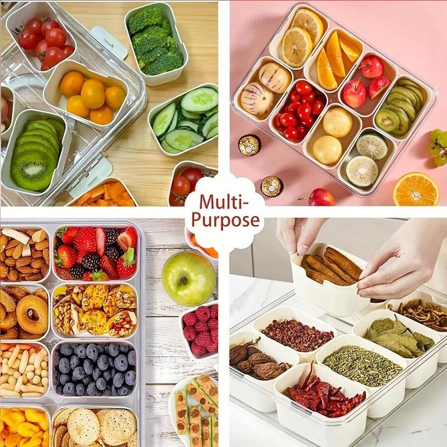 Portable Snack Organizer With Lid - 4/8 Compartment Organizer, Travel ...