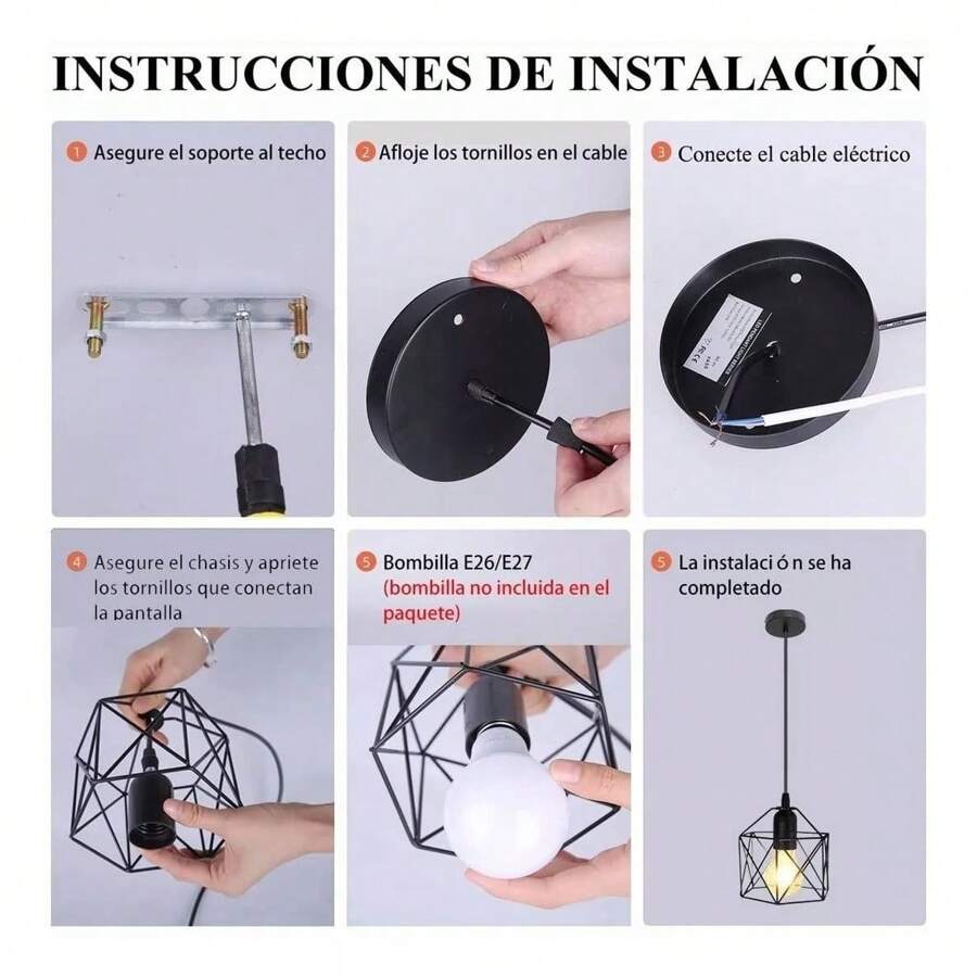 Single Lamp Vintage Chandelier Light Farmhouse Basket Cage Hanging ...