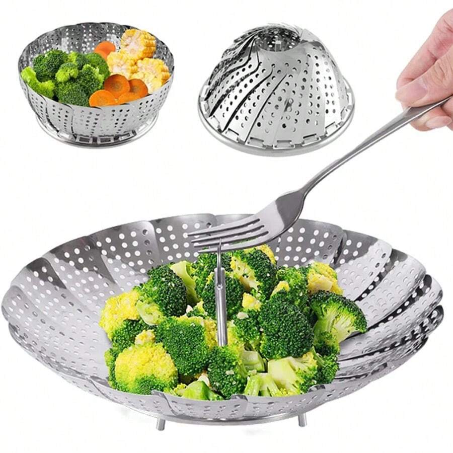 Folding Dish Steam Stainless Steel Food Steamer Basket Fruit Vegetable ...