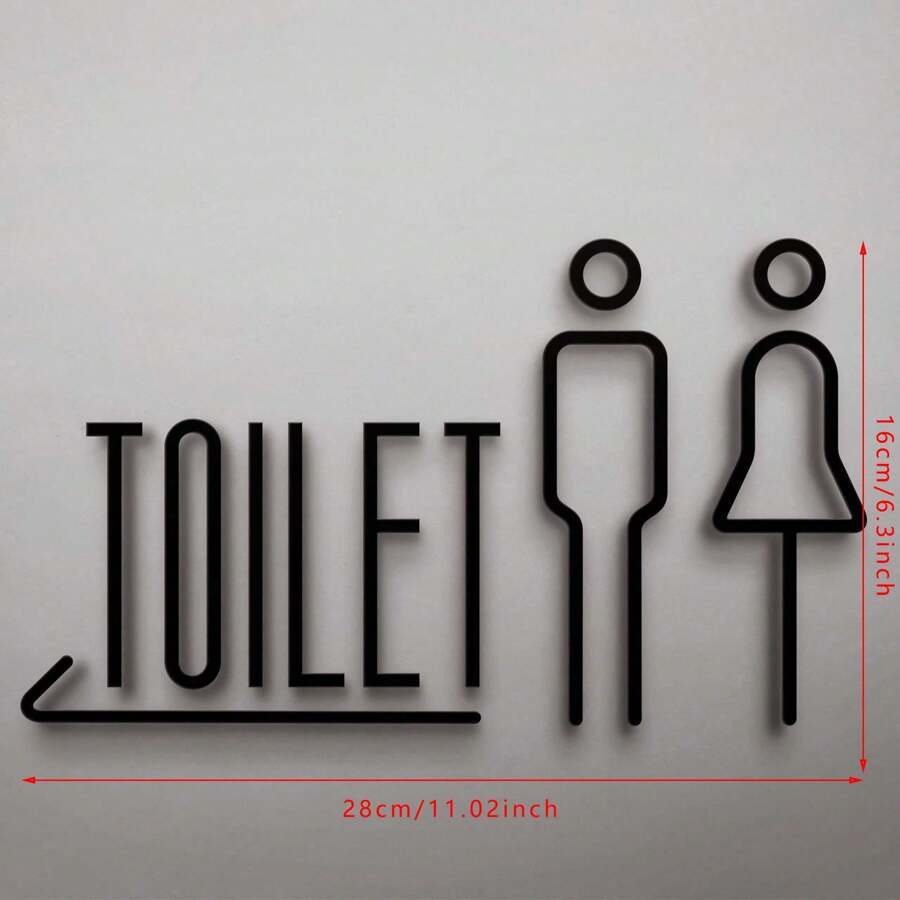 Acrylic Thickened Bathroom Signage With 3D Gold Pattern, Hollow Silver ...
