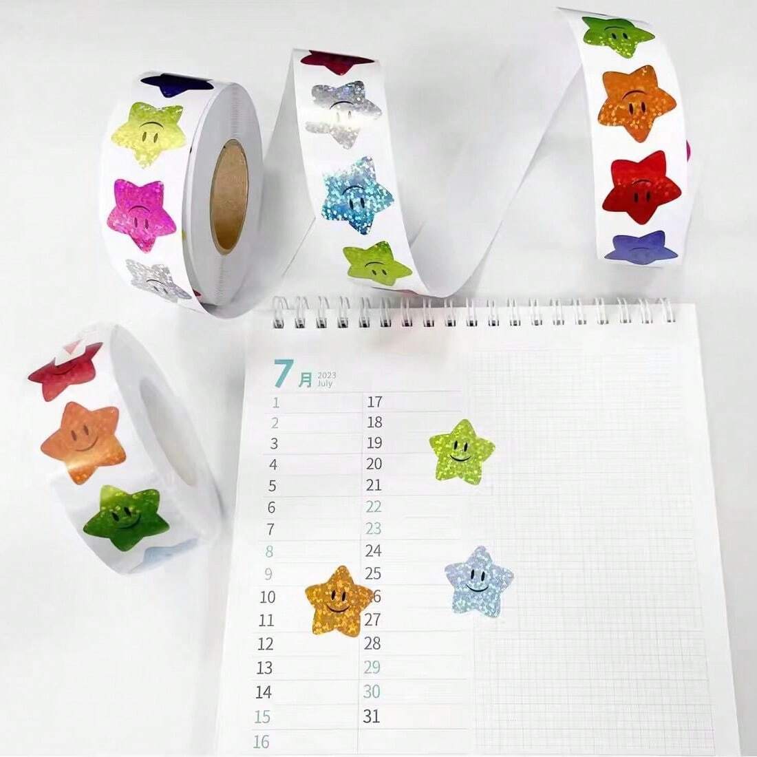 500pcs/Roll 2.5cm Roll Self-Adhesive Colorful Star Stickers Reward ...