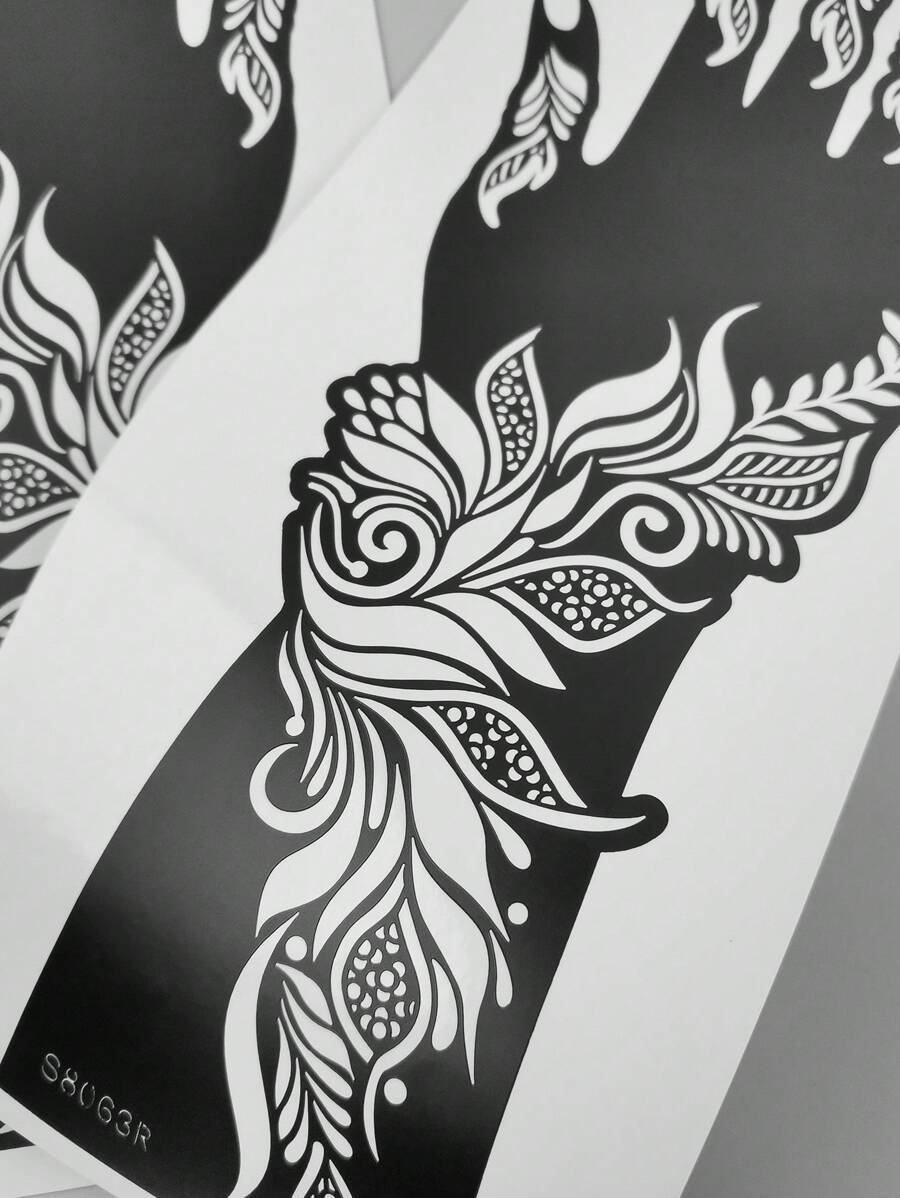 2 Sheets Floral Reusable Tattoo Stencils Temporary Tattoo Sticker Body ...