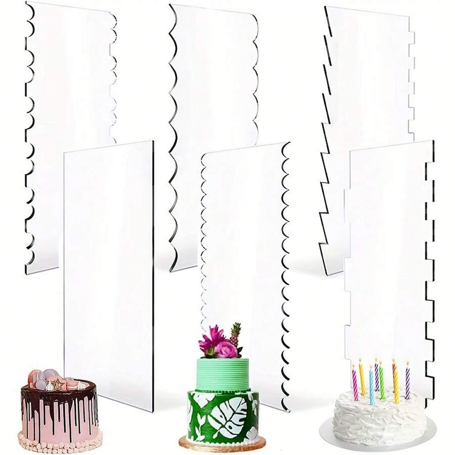 6pcs Ultimate Acrylic Cake Scrapers Set - Create Striking Icing Designs ...