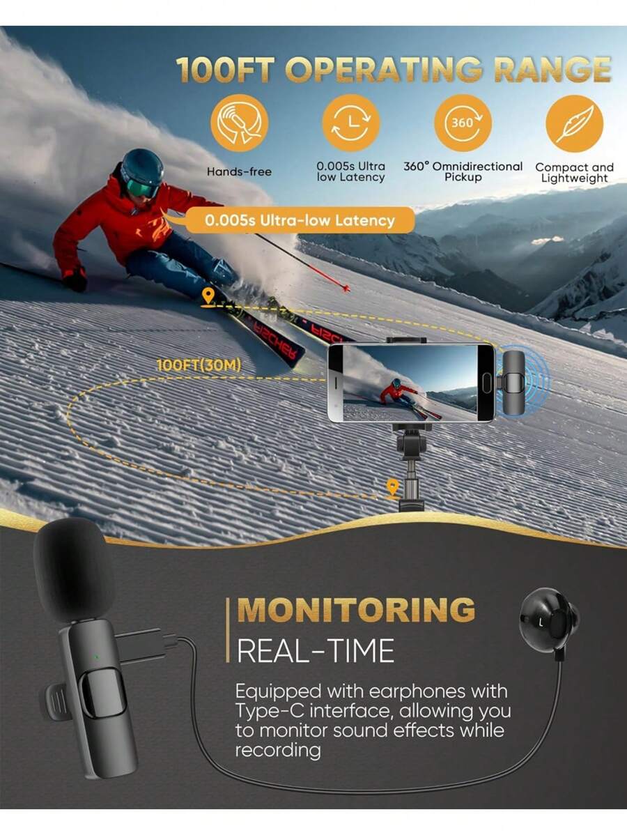 1 Set Wireless Lavalier Microphone & Mini Microphone, Compatible With ...