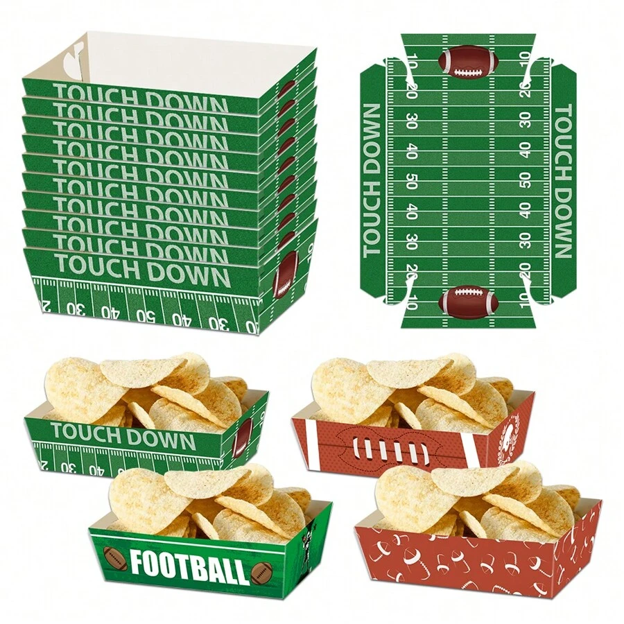4PCS Party Paper Snack Tray, Rugby Football Theme Paper Disposable Food ...