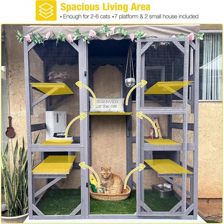 Aivituvin Catio Outdoor Cat Enclosure Large Cat House For Mulitiple