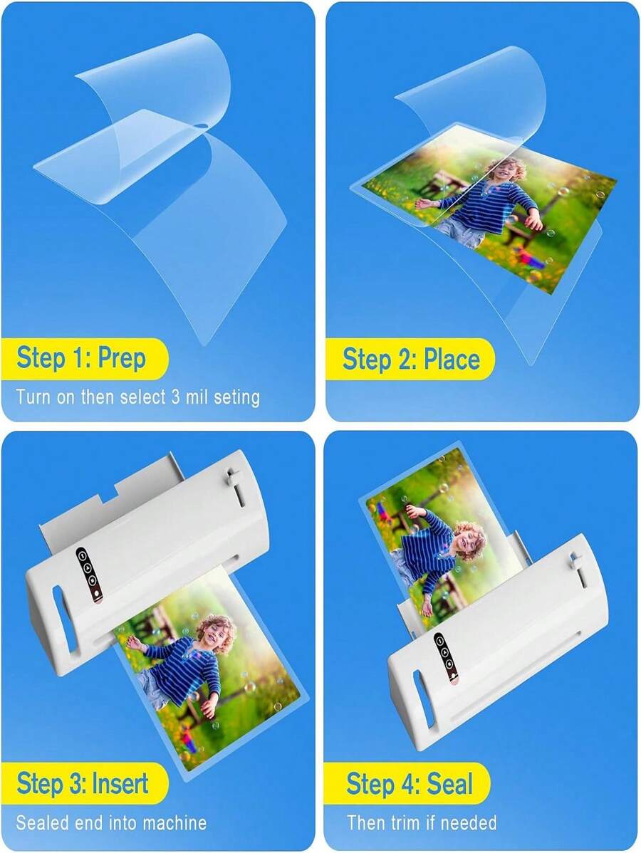 Clear Thermal Laminating Sheets, HoldsA4 Inch Sheets 100 Pack, 5/6Mil ...