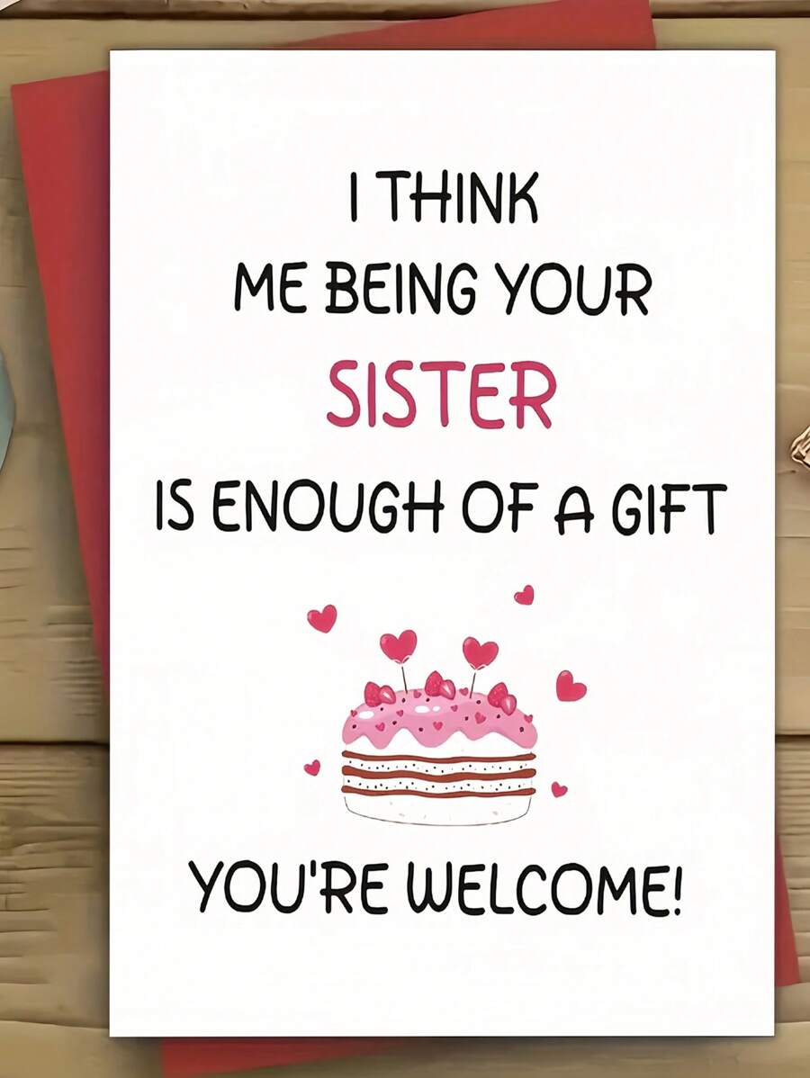 1pc Meaningful Birthday Greeting Card, Funny Sister Birthday Card, Gift ...