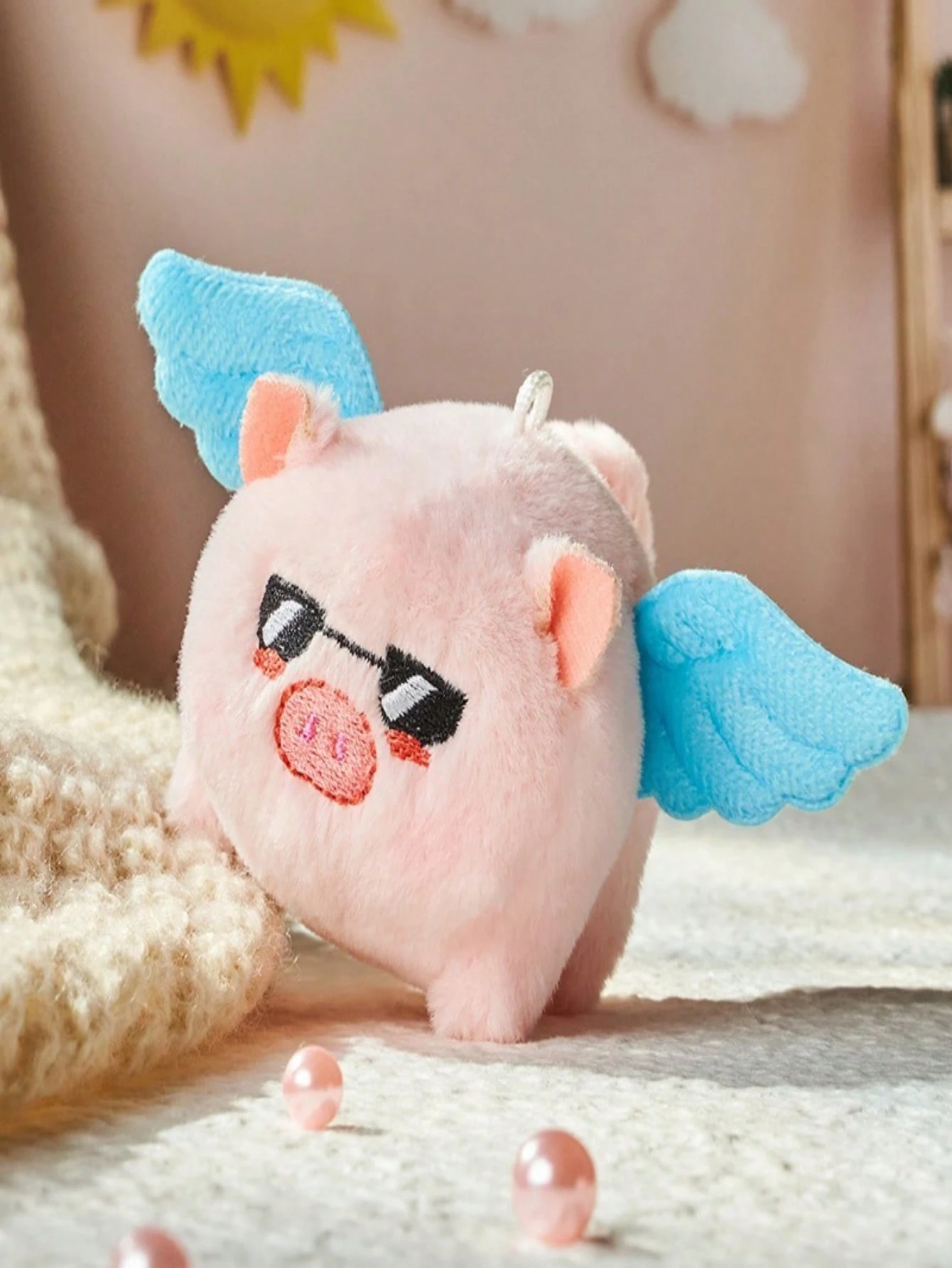Cute Plush Flying Pig Doll With Retractable String, Wagging Tail And ...