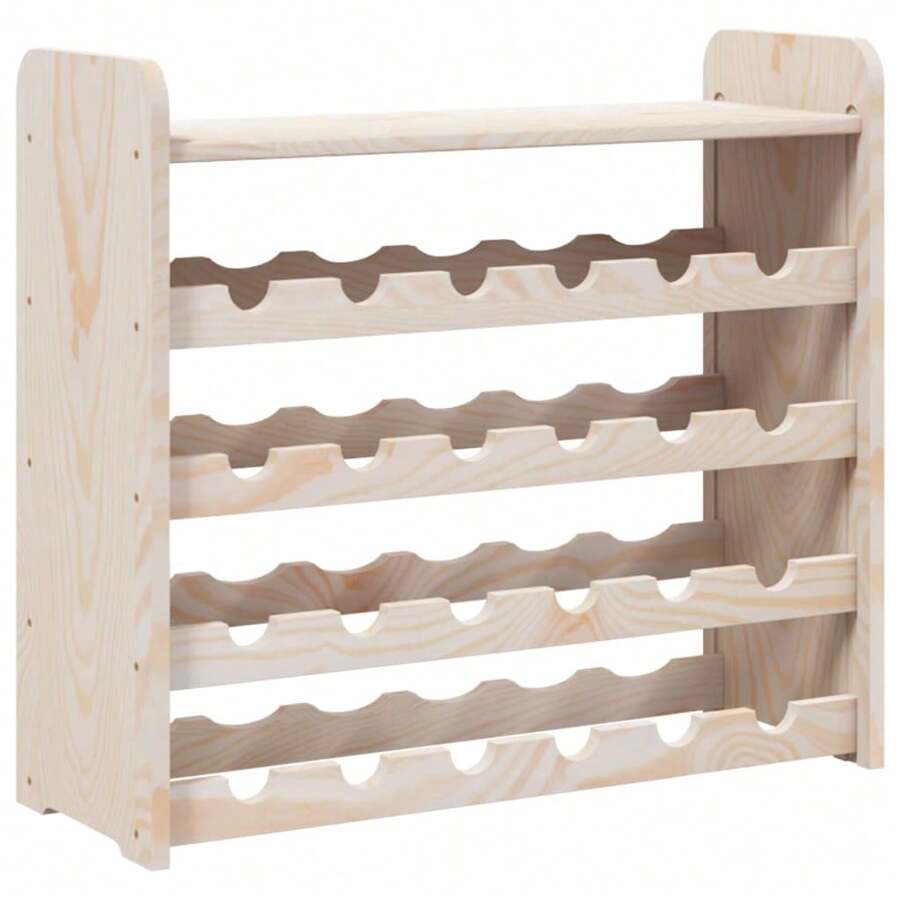 Solid Pine Wine Rack With Top Shelf 67.5x20 Cm Rustic Storage Unit For ...