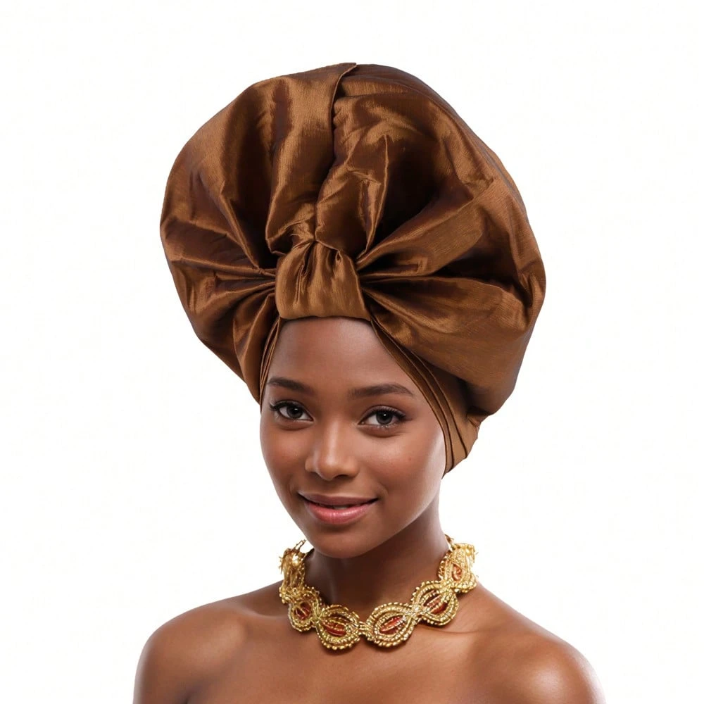African Headscarf Hat, Handcrafted With Diamond Stickers, Shiny Silk ...