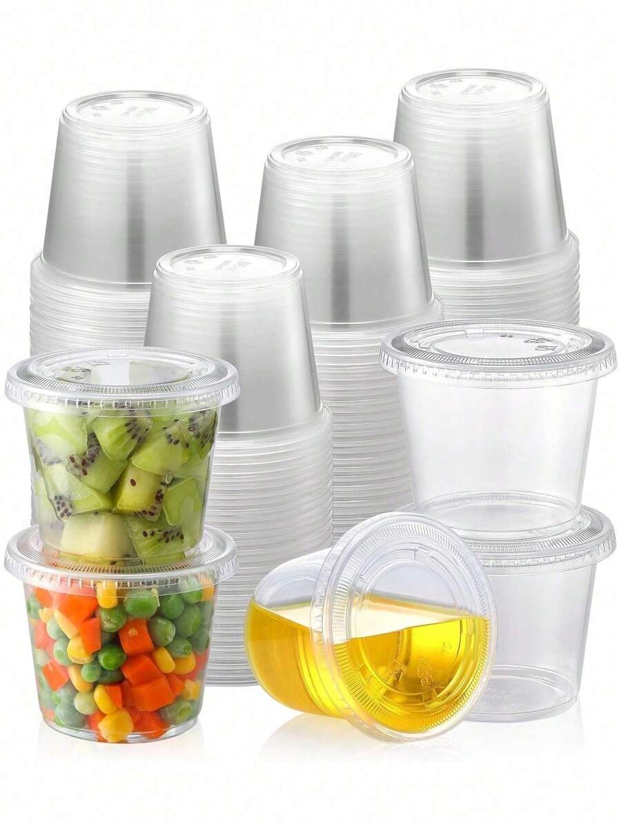 50Pcs Clear Food Small Sauce Containers Package Box Lid Portable ...
