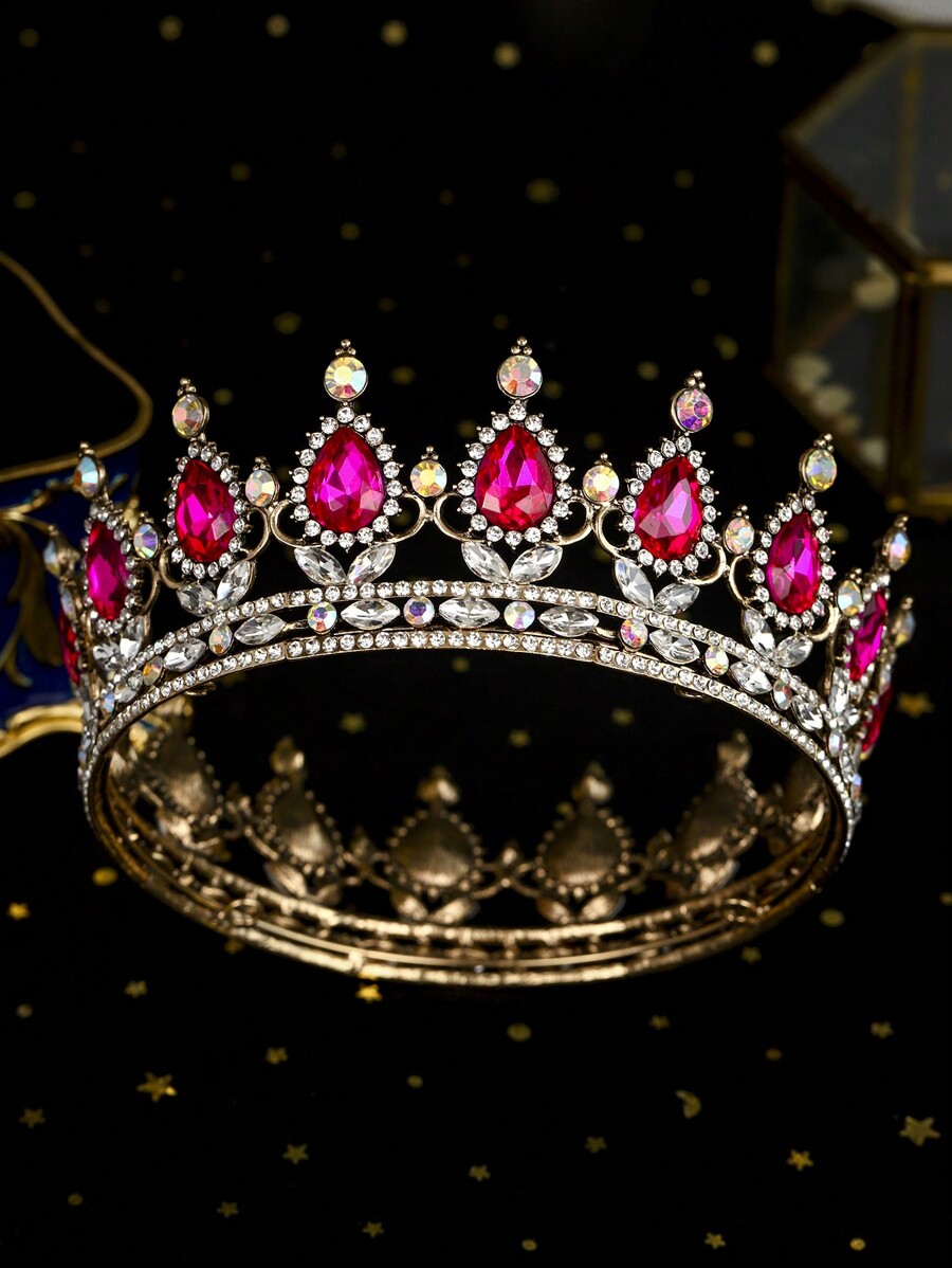1pc Crown For Women Crystal Queen Crowns Full Round Wedding Headband ...