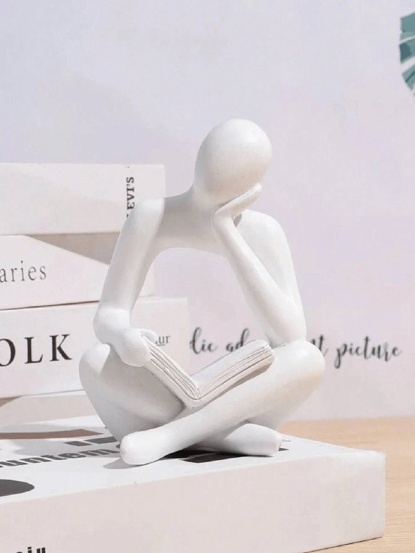 1pc Abstract Style White One Handed Reading Home Desktop Resin ...