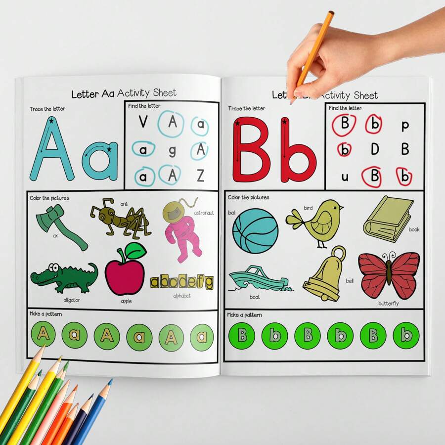 Interactive Alphabet Learning Book With Coloring Activities For Kids ...