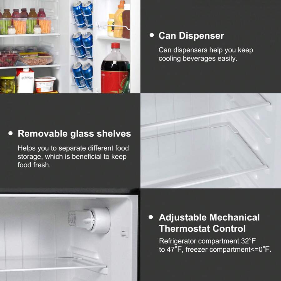 4.6. Cu Ft Two Door Mini Refrigerator With Freezer, Stainless Steel ...