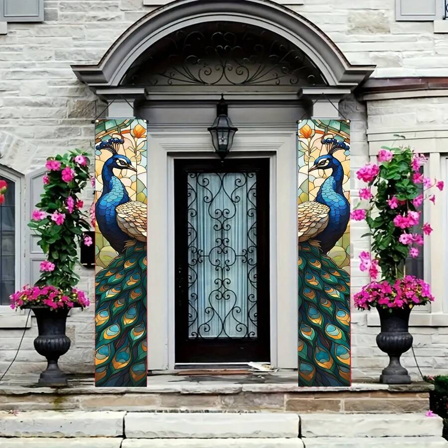 A Pair Of Polyester Peacock Banners - A Universal Welcome Sign ...