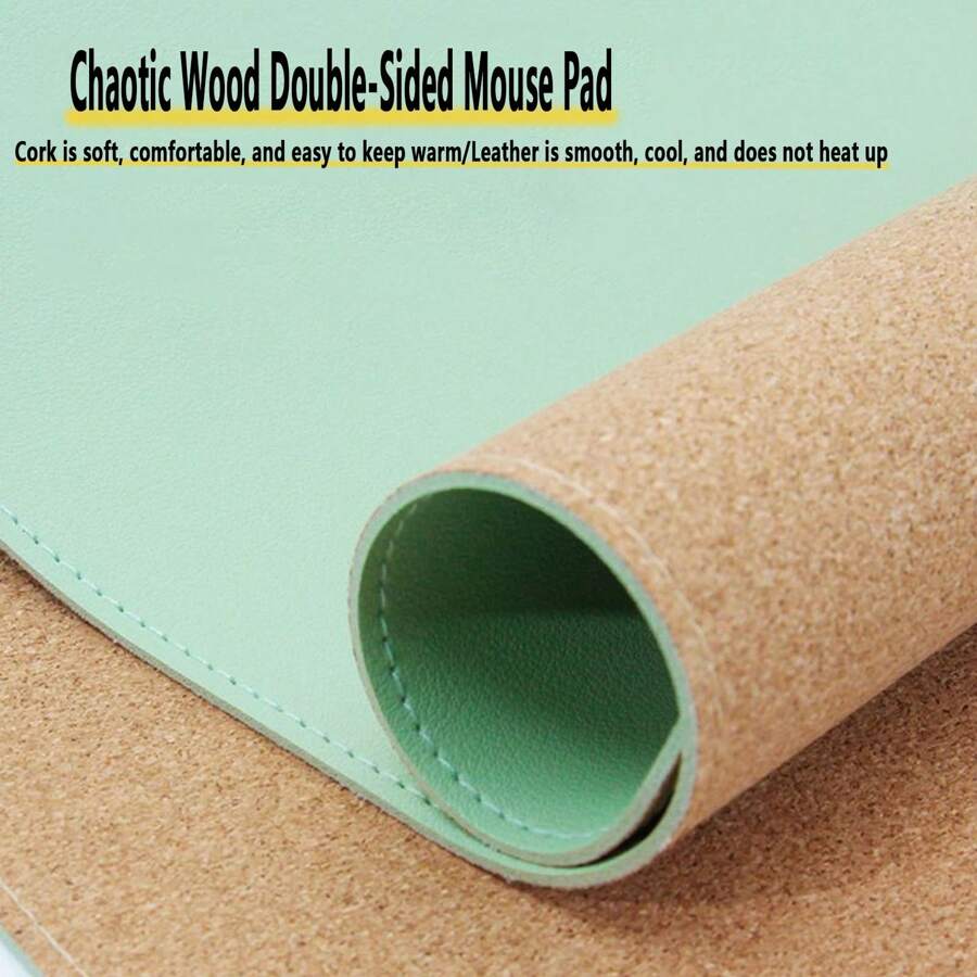 1pc Matcha Green + Cork Desk Mat, Leather & Cork Mouse Pad For Office ...