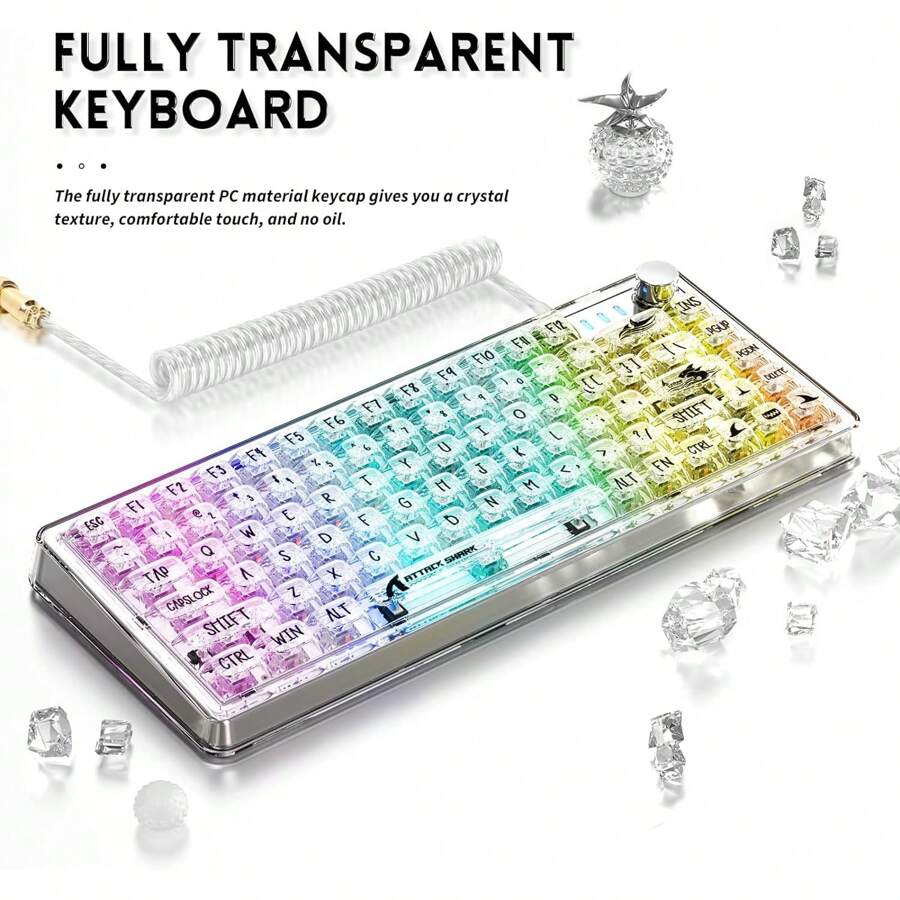 ATTACK SHARK K75 Transparent Mechanical Keyboard&Mouse Set, Transparent ...