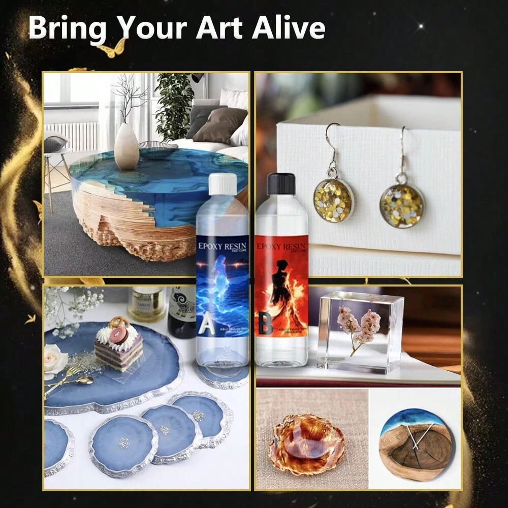 500ml Premium Clear Epoxy Resin Kit, High Gloss, No Bubbles, Quick ...