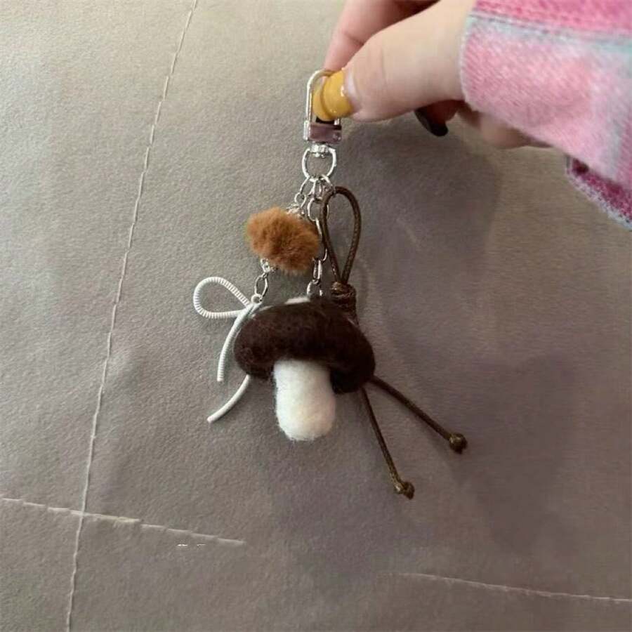Korean Style Baseball Keychains Minimalistic Mushroom Bag Charms Niche ...