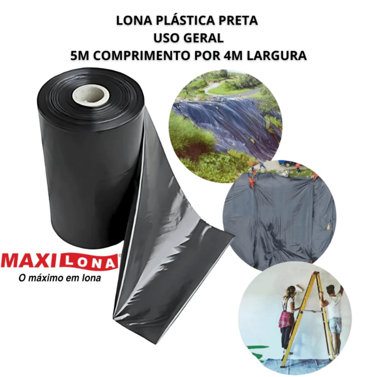 Lona Preta Plástica para Pintura 5m x 4m 4 Metros Largura por 5 Metros ...